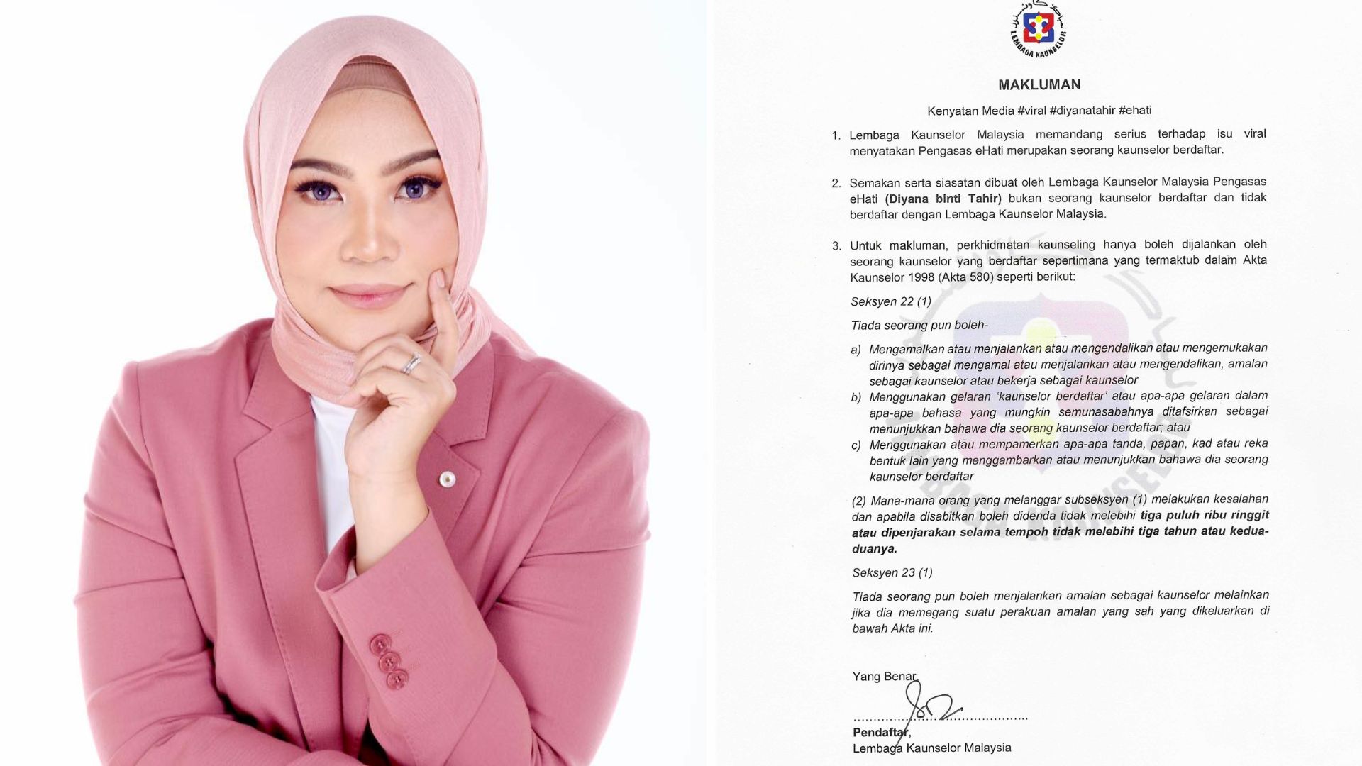 Pengasas eHati Bukan Kaunselor Berdaftar - Channel 10